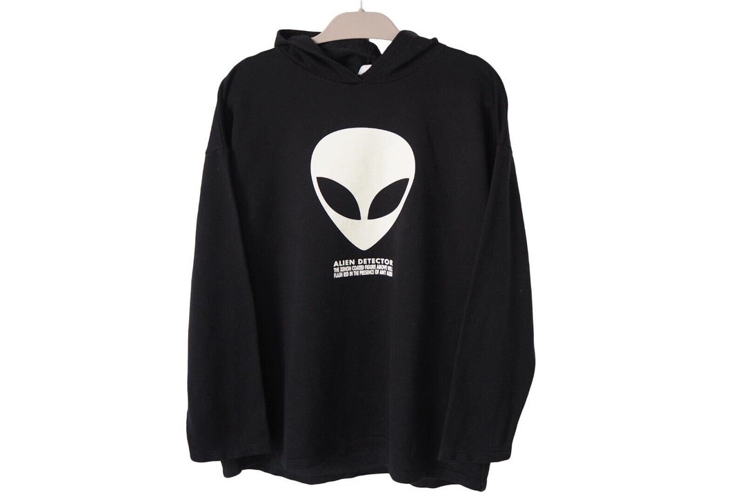 Vintage ALIEN DETECTOR Hoodie Black Big Logo UFO Jumper Schwa Size S - Etsy