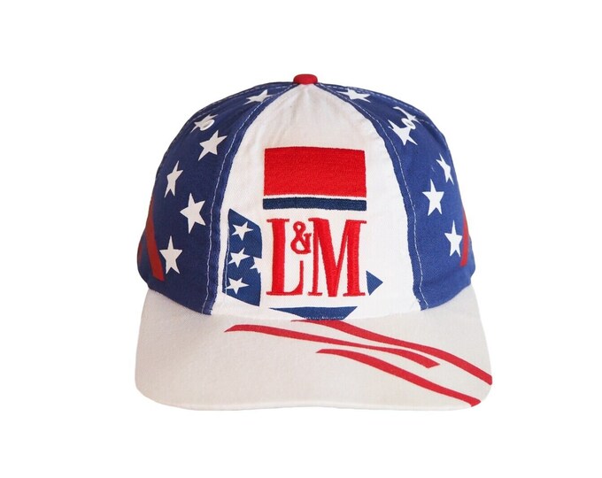 Vintage L&M Cap Big Logo 90's Cigarettes Collection USA Flag Hat - Etsy