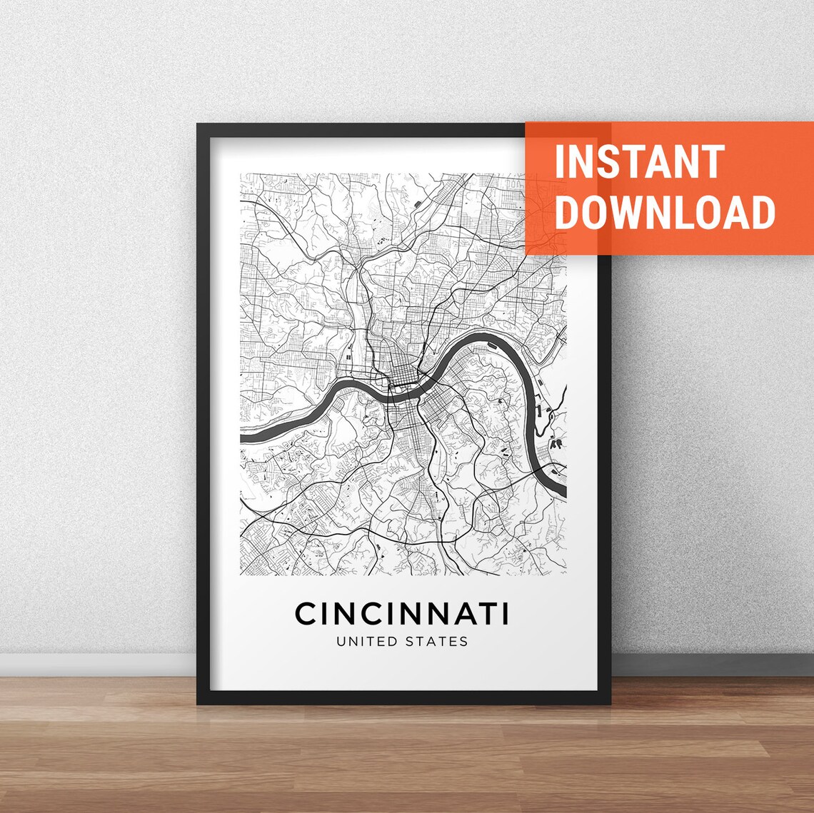 Cincinnati Map Print Cincinnati Map Download City Map - Etsy