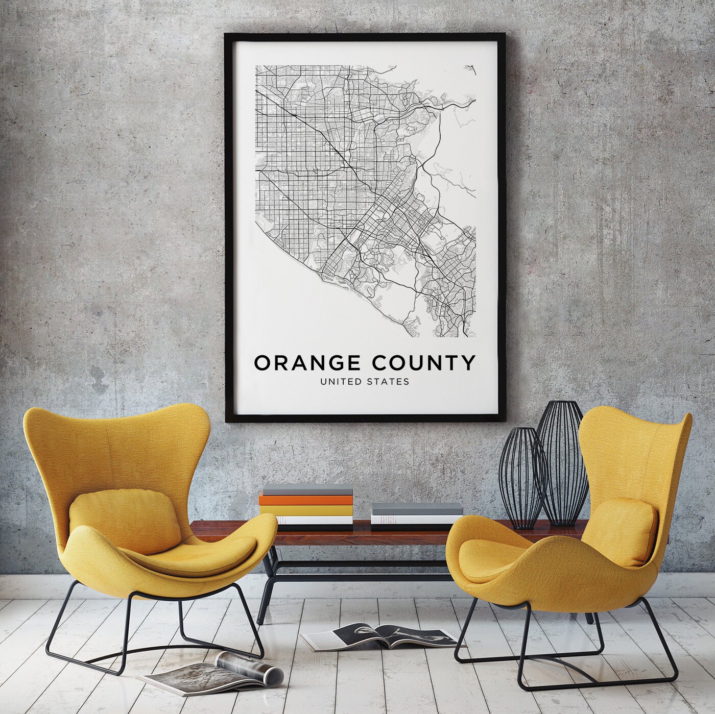 Orange County Map Print Orange County Map Download City Map - Etsy