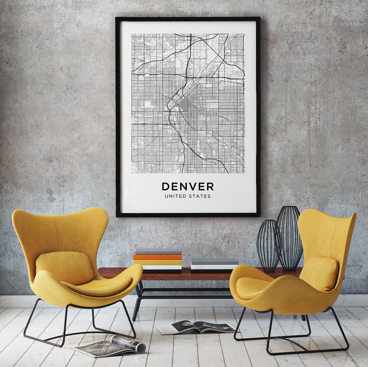 Denver Map Print Denver Map Download City Map Denver Denver - Etsy