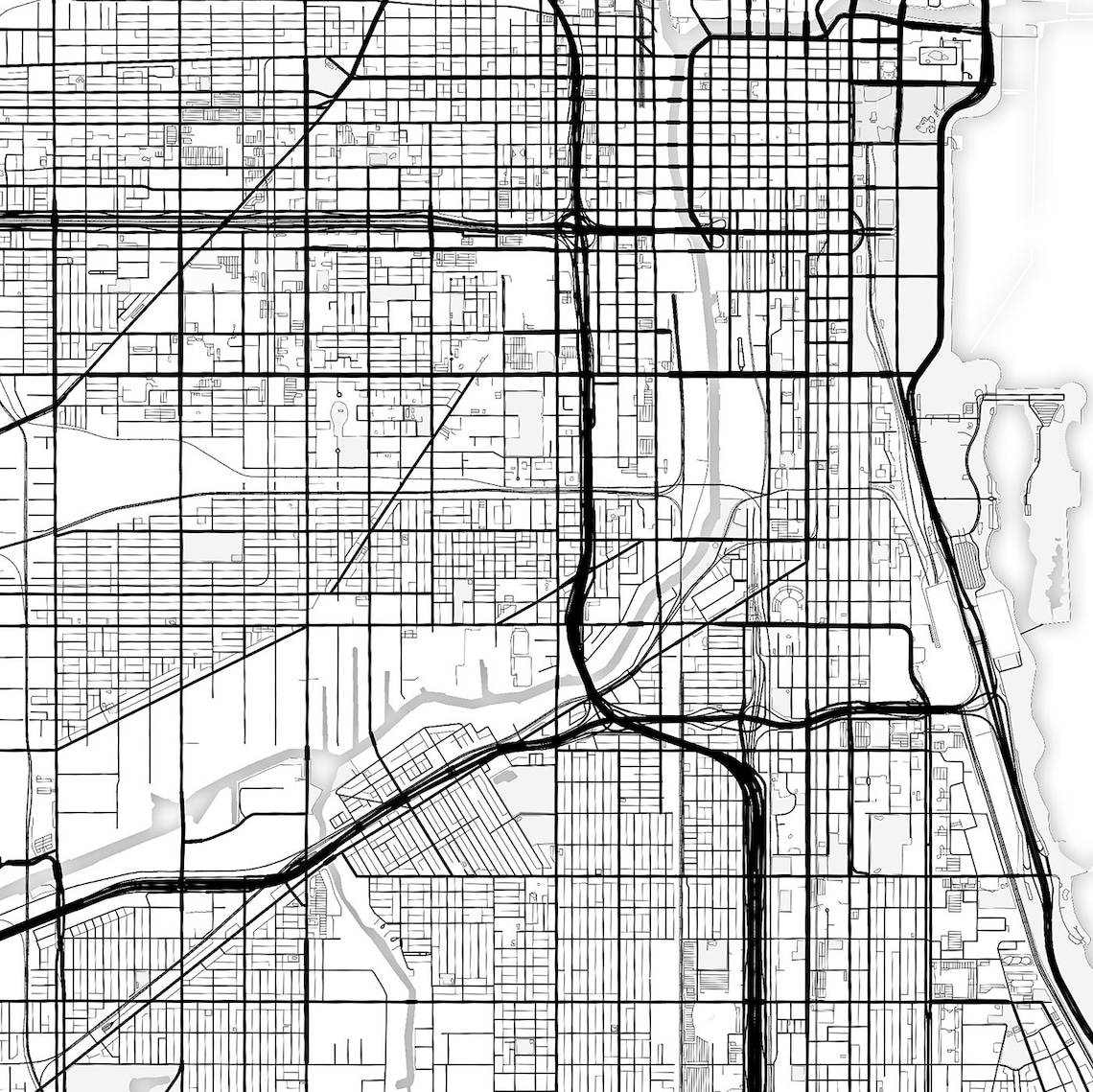Chicago Map Print Chicago Map Download City Map Chicago - Etsy