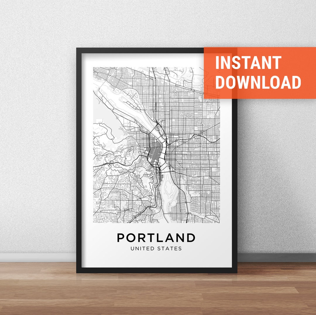 Portland Map Print, Portland Map Download, City Map Portland, Portland ...