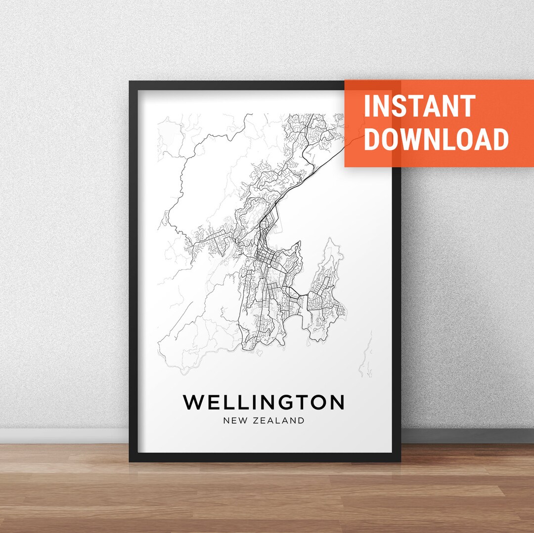 Wellington Map Print, Wellington Map Download, City Map Wellington ...