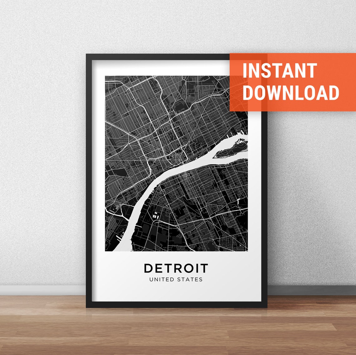 Detroit Map Print Detroit Map Download City Map Detroit - Etsy
