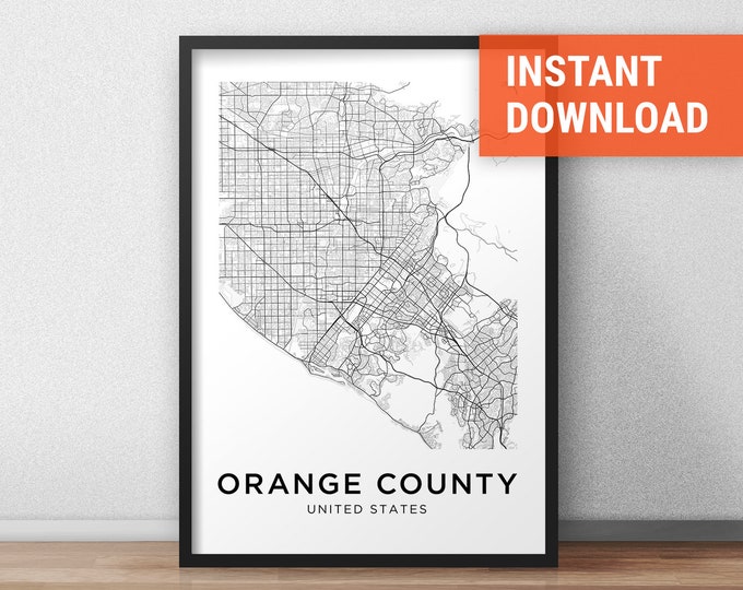Orange County Map Print, Orange County Map Download, City Map Orange ...