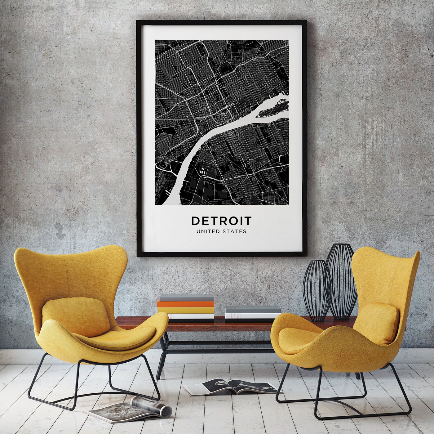 Detroit Map Print Detroit Map Download City Map Detroit - Etsy