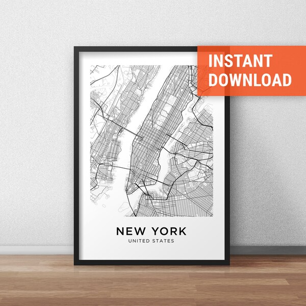 New York Map - Etsy