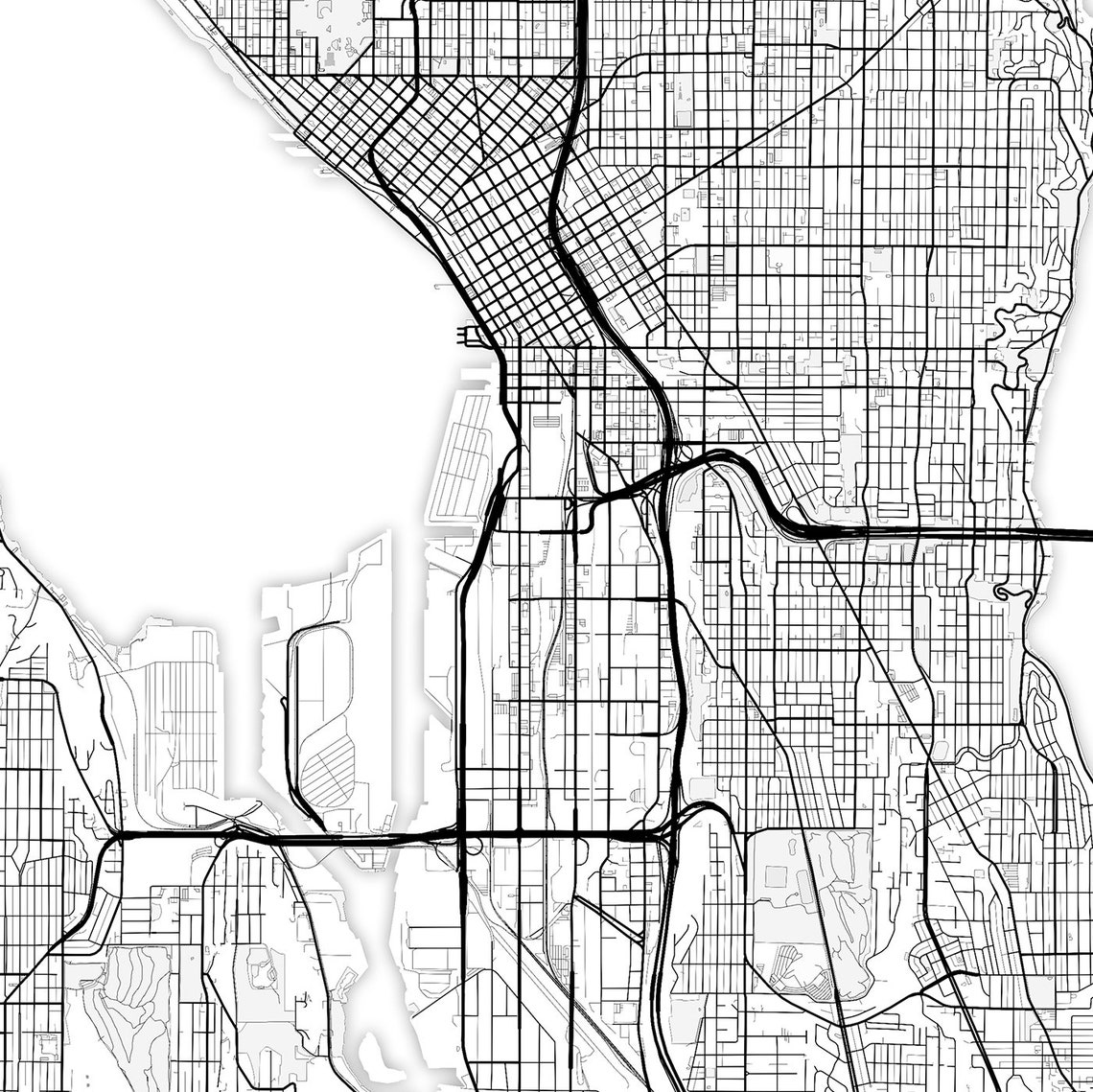 Seattle Map Print, Seattle Map Download, City Map Seattle, Seattle ...