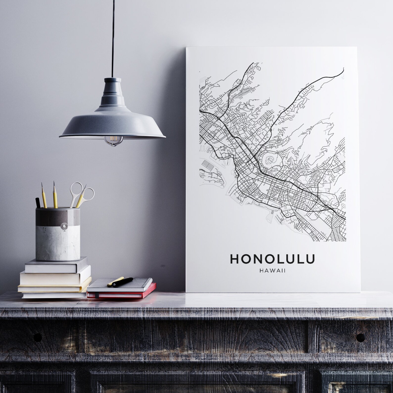 Honolulu Map Print Honolulu Map Download City Map Honolulu - Etsy
