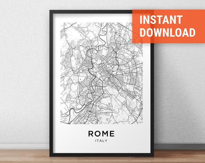 Rome Map Print, Rome Map Download, City Map Rome, Rome Street Map, Rome ...