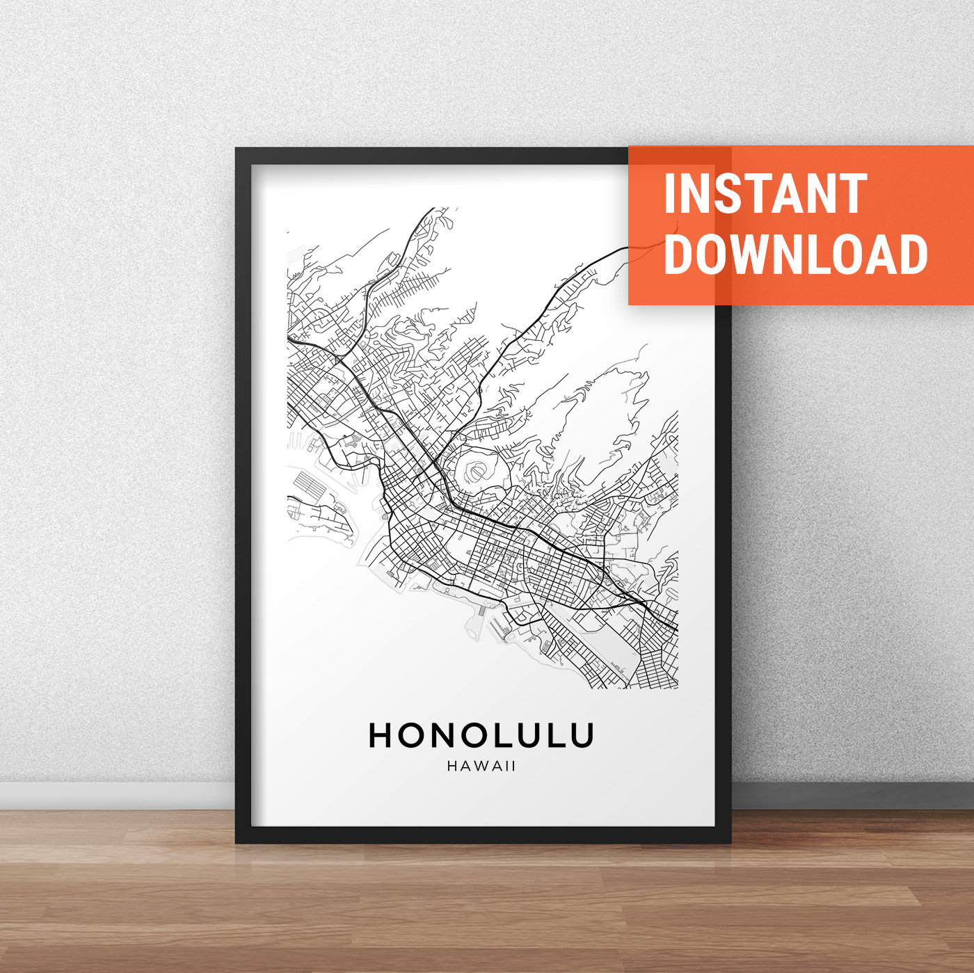 Honolulu Map Print Honolulu Map Download City Map Honolulu - Etsy