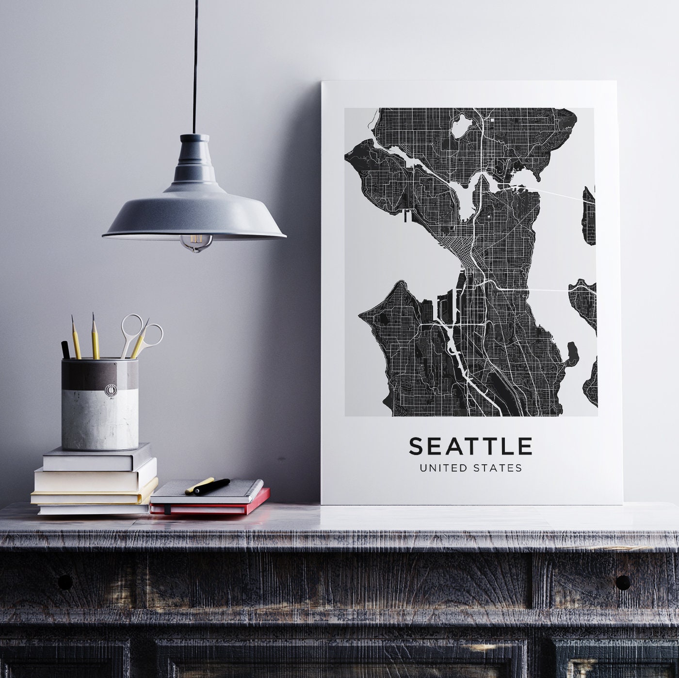 Seattle Map Print Printable Seattle Map Seattle City Map - Etsy