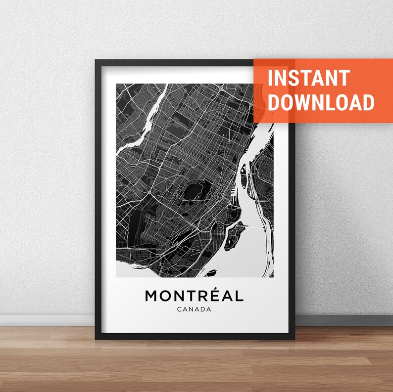 Montreal Map Print Montreal Map Download City Map Montreal - Etsy