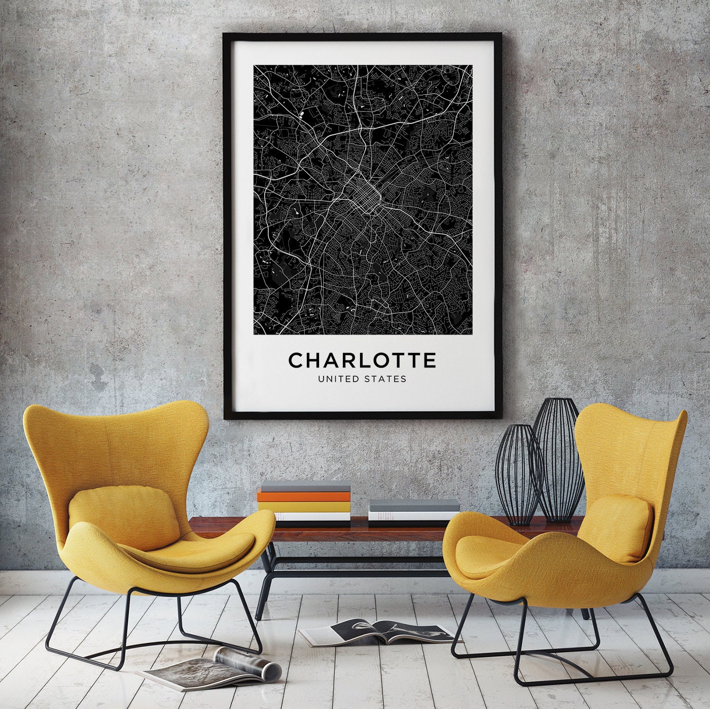 Charlotte Map Print, Charlotte Map Download, City Map Charlotte ...