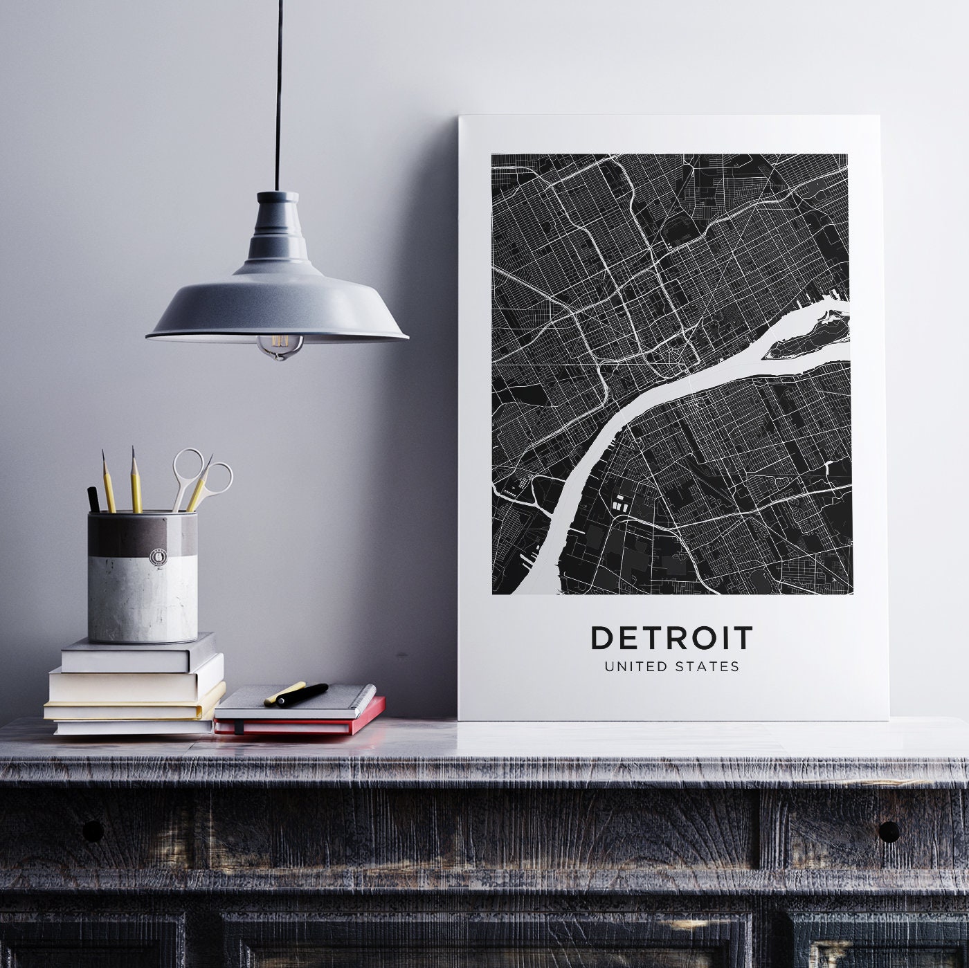 Detroit Map Print Detroit Map Download City Map Detroit - Etsy
