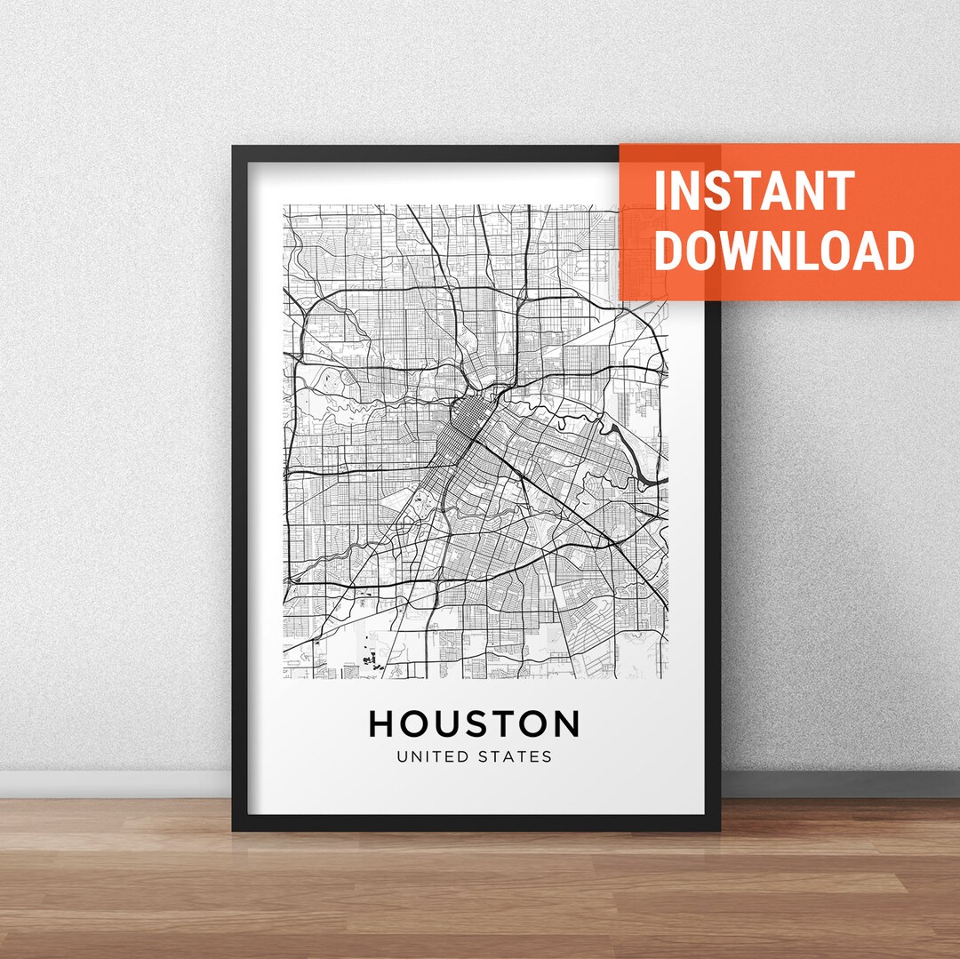 Houston Map Print, Houston Map Download, City Map Houston, Houston ...
