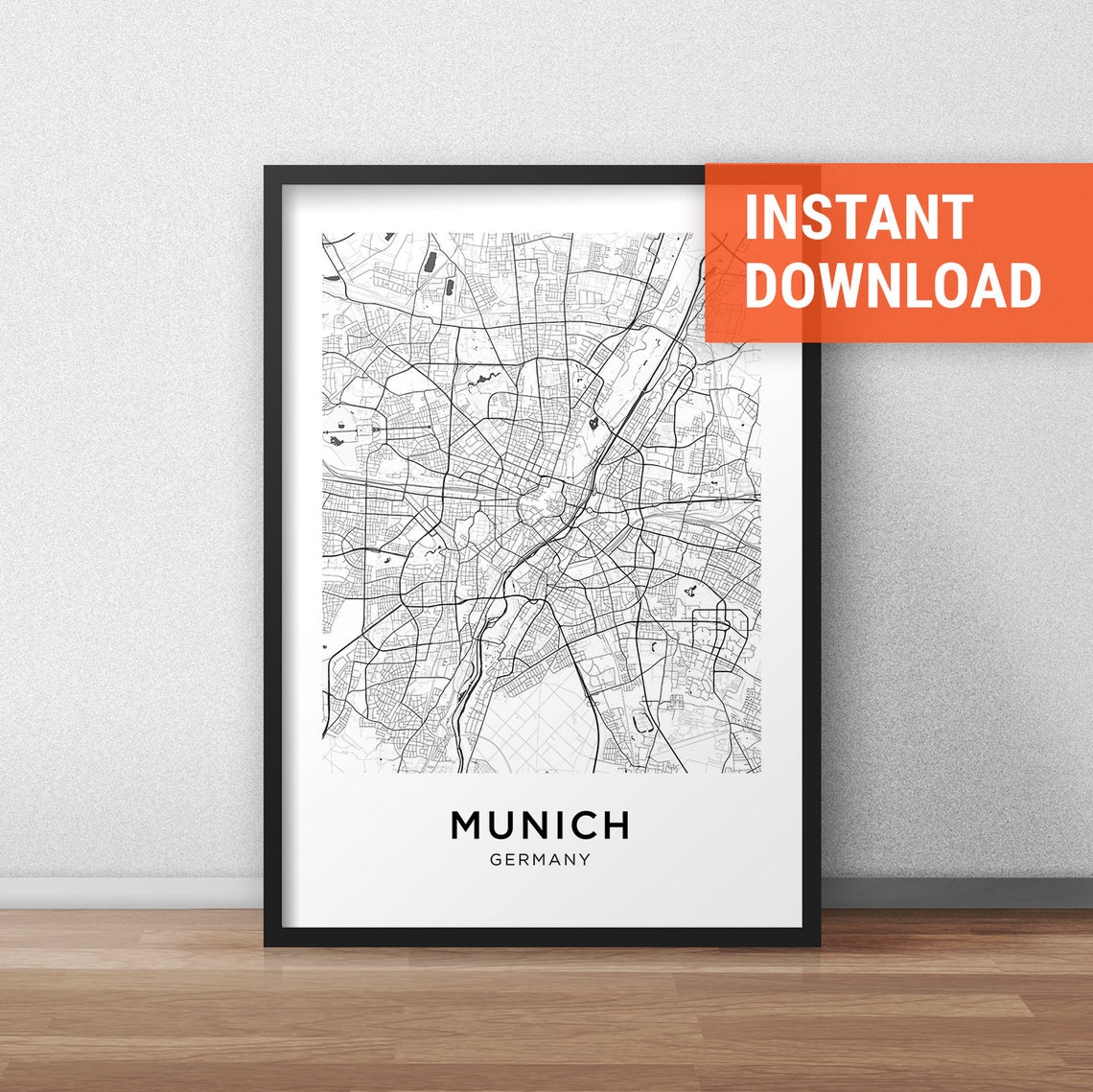 Munich Map Print Munich Map Download City Map Munich Munich - Etsy