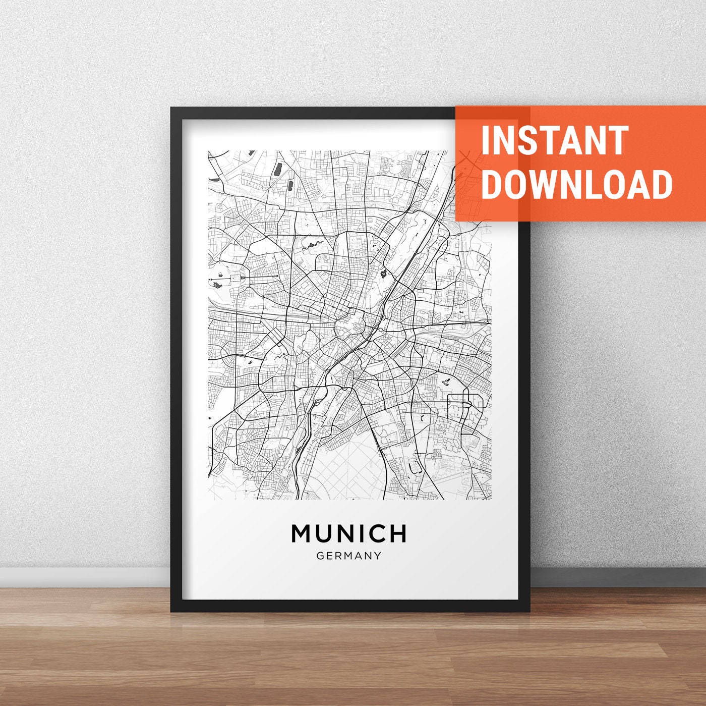 Munich Map Print Munich Map Download City Map Munich Munich - Etsy