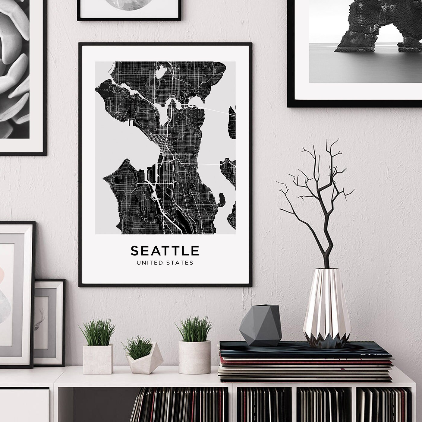 Seattle Map Print Printable Seattle Map Seattle City Map - Etsy