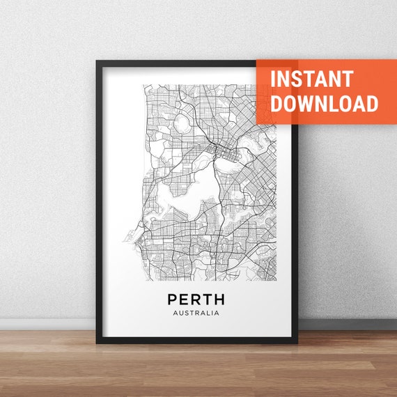Perth Map Print Perth Map Download City Map Perth Perth | Etsy