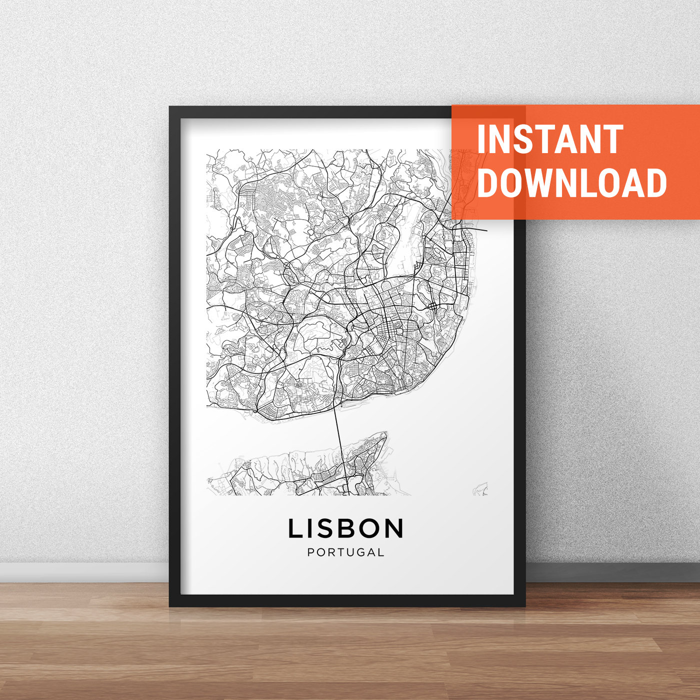 Lisbon Map Print, Lisbon Map Download, City Map Lisbon, Lisbon Street ...