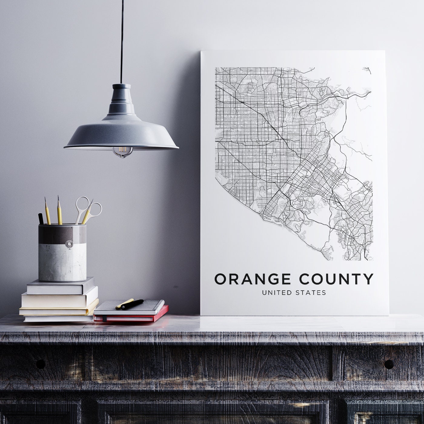 Orange County Map Print Orange County Map Download City Map - Etsy