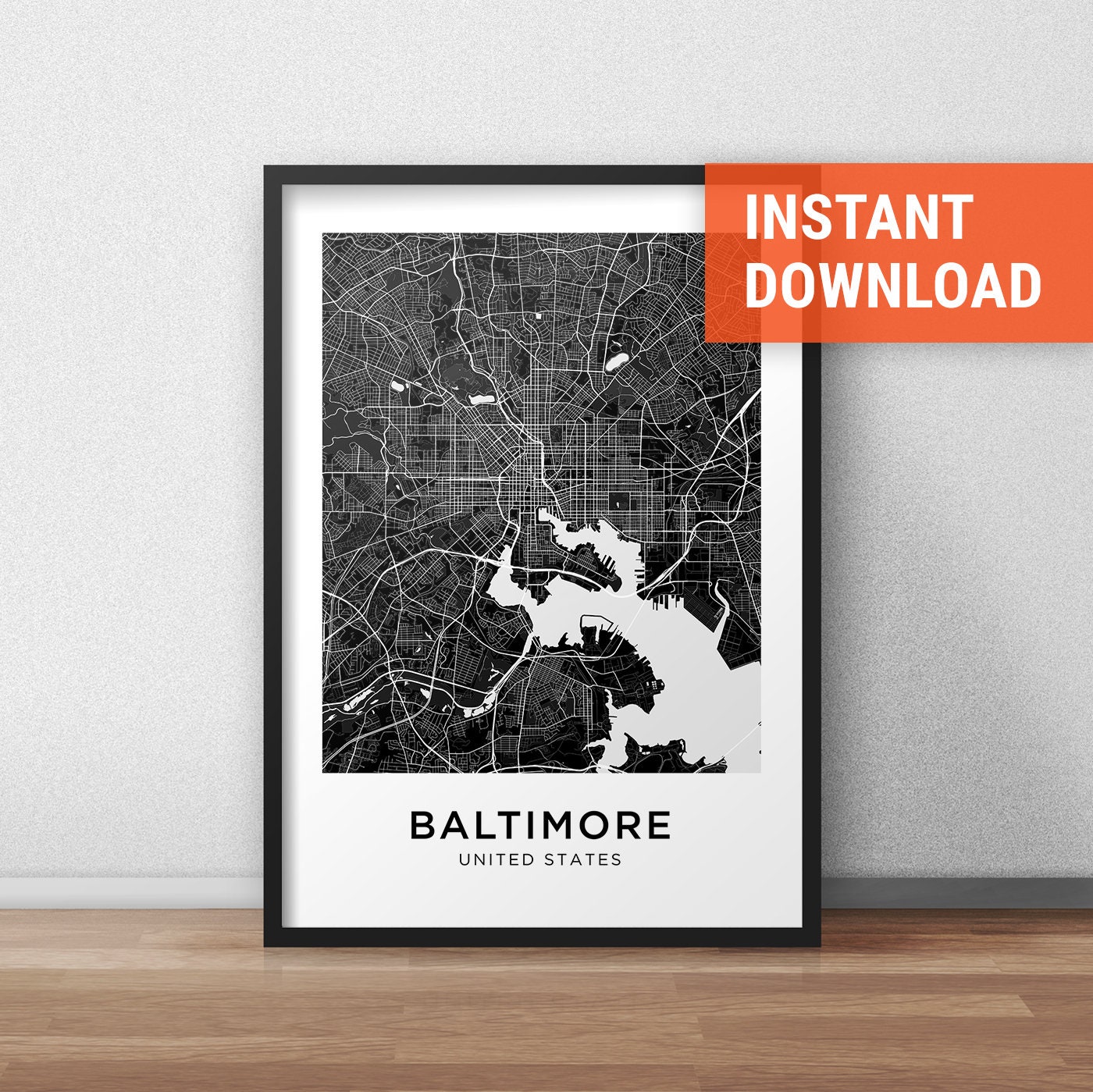 Baltimore Map Print, Baltimore Map Download, City Map Baltimore ...