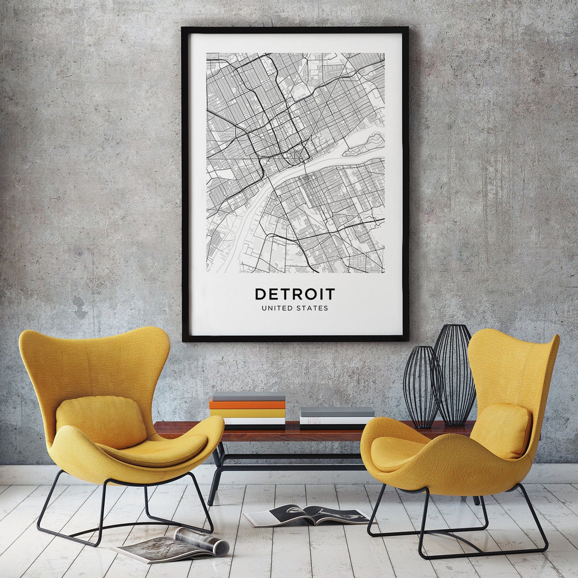Detroit Map Print Detroit Map Download City Map Detroit - Etsy