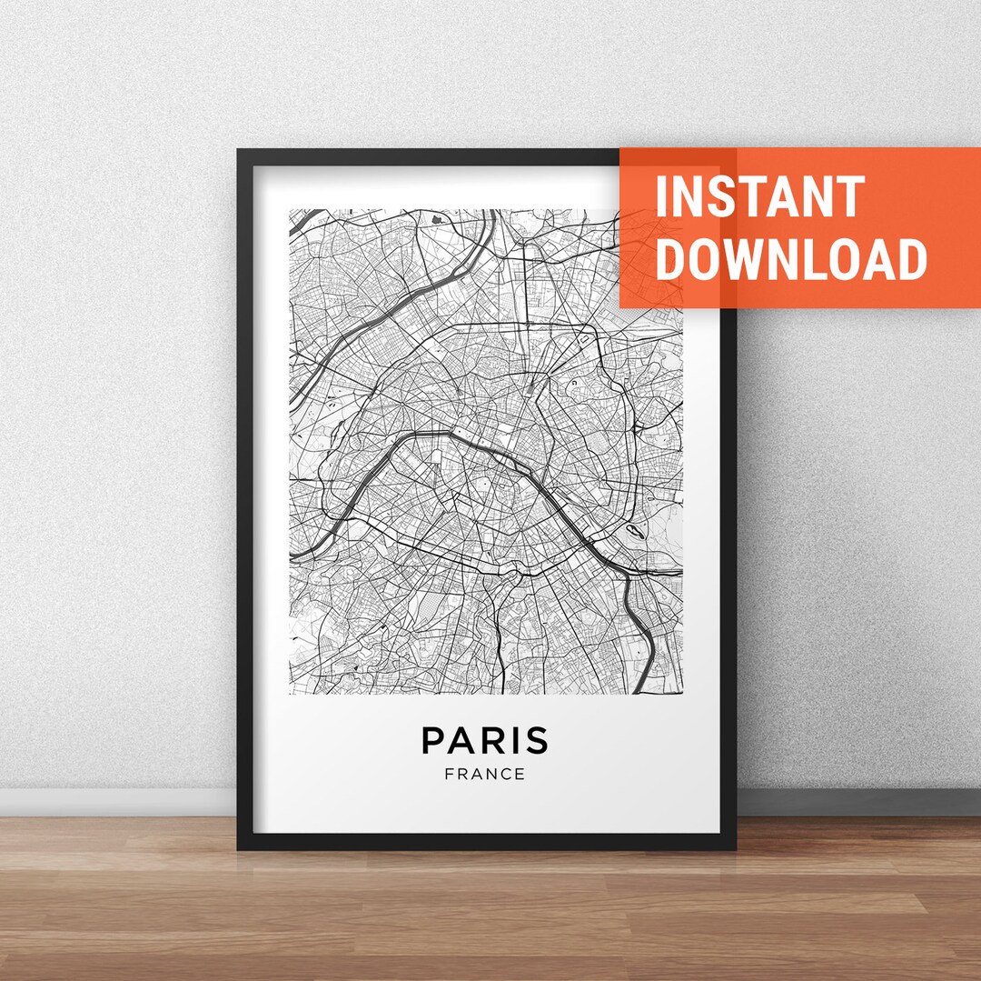 Paris Map Print Paris Map Download City Map Paris Paris - Etsy