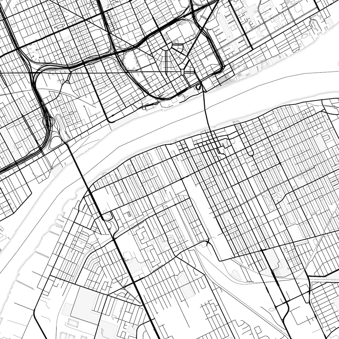 Detroit Map Print Detroit Map Download City Map Detroit - Etsy