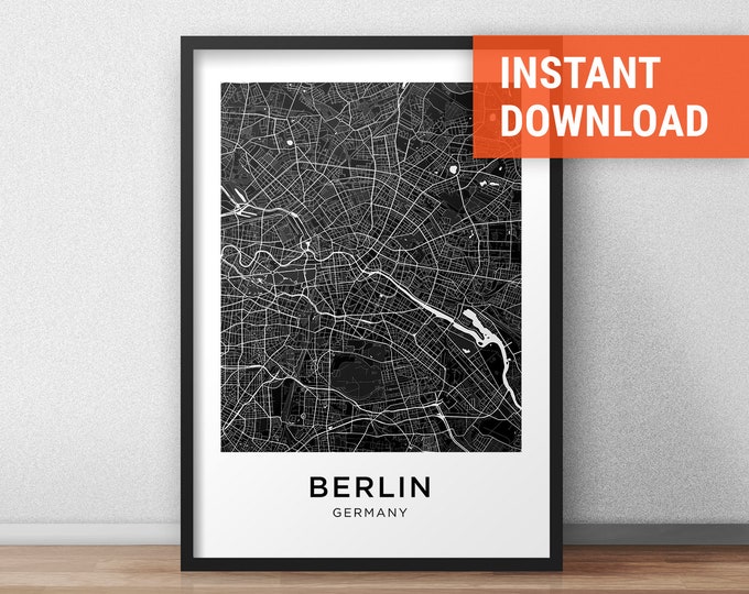 Berlin Map Print, Printable Berlin Map, Berlin City Map, Berlin Street ...