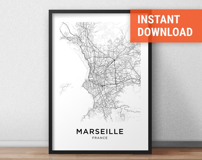 Marseille Map Print, Marseille Map Download, City Map Marseille ...