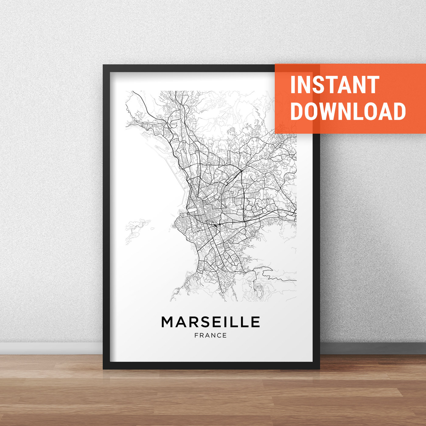 Marseille Map Print Marseille Map Download City Map - Etsy