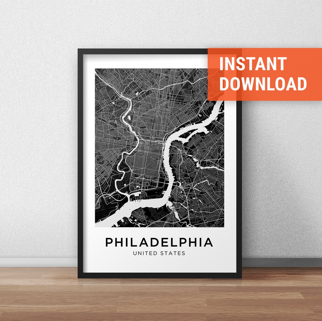 Philadelphia Map Print Philadelphia Map Download City Map - Etsy
