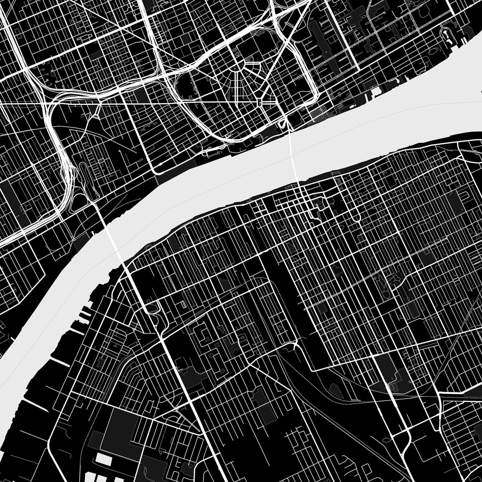 Detroit Map Print Detroit Map Download City Map Detroit - Etsy