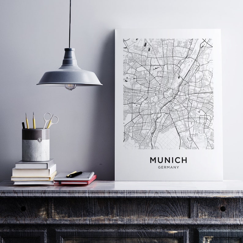 Munich Map Print Munich Map Download City Map Munich Munich - Etsy