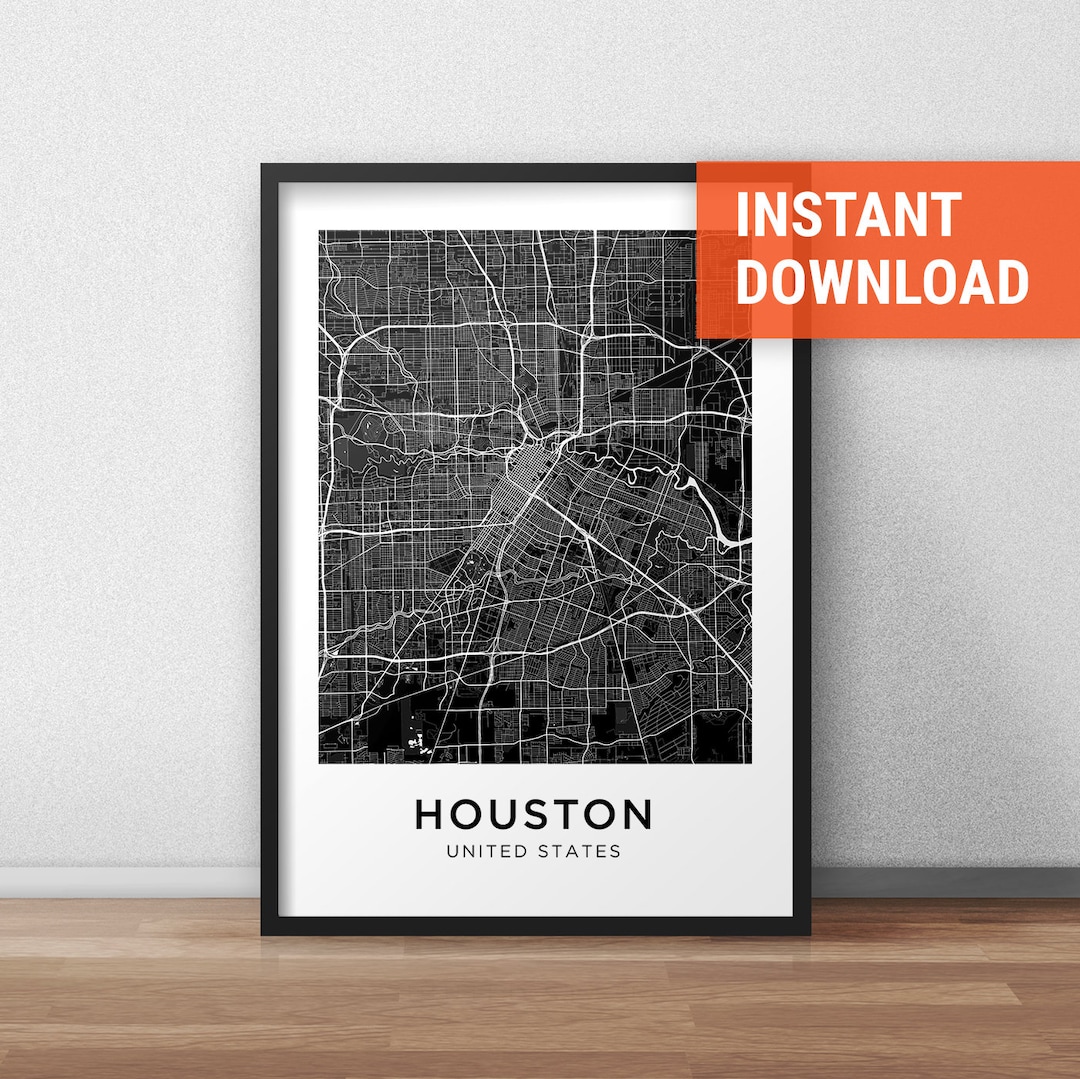 Houston Map Print, Houston Map Download, City Map Houston, Houston ...
