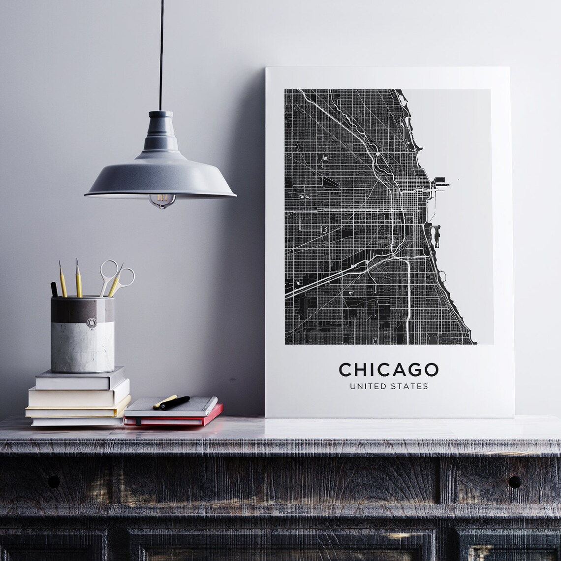 Chicago Map Print, Chicago Map Download, City Map Chicago, Chicago ...