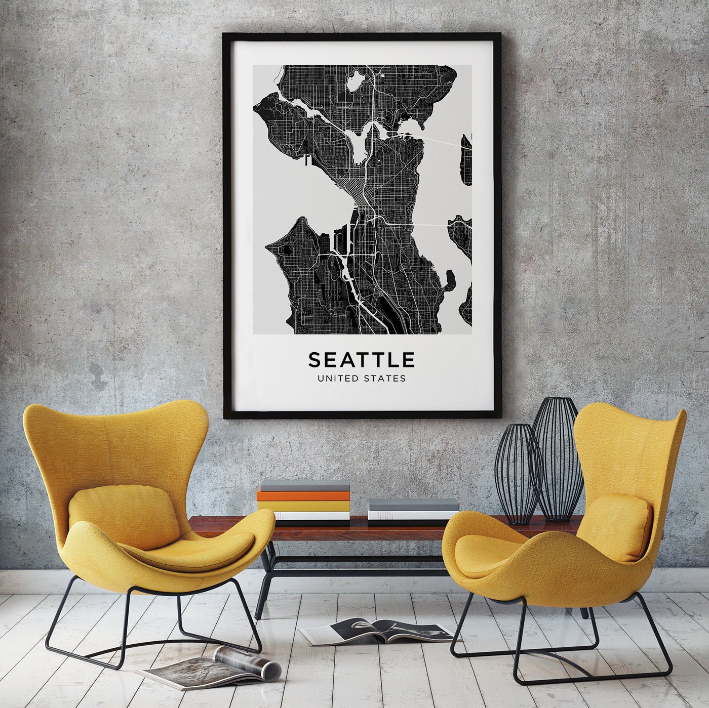 Seattle Map Print Printable Seattle Map Seattle City Map - Etsy