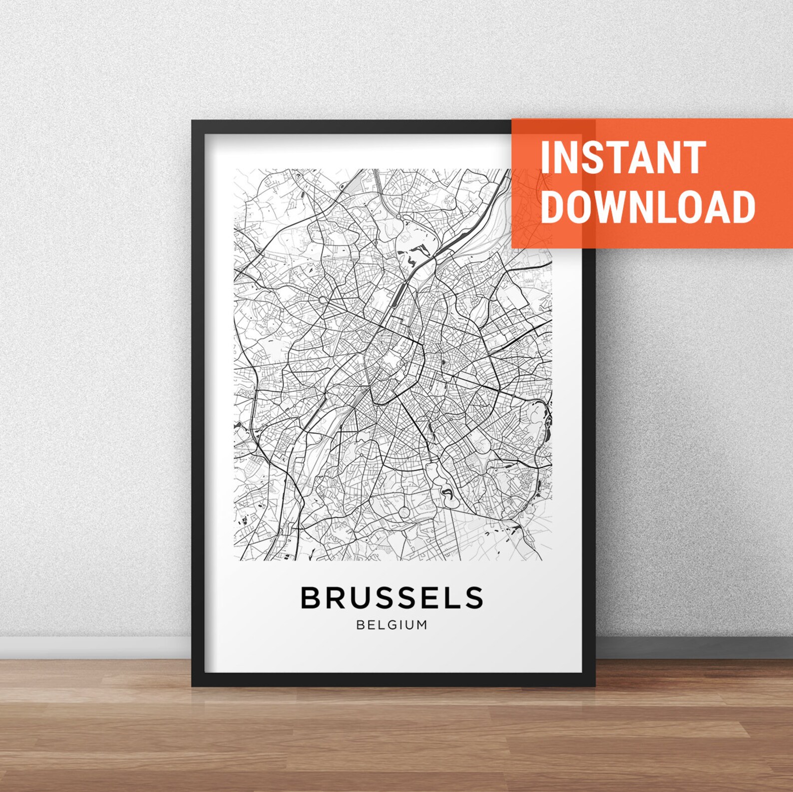 Brussels Map Print, Brussels Map Download, City Map Brussels, Brussels ...