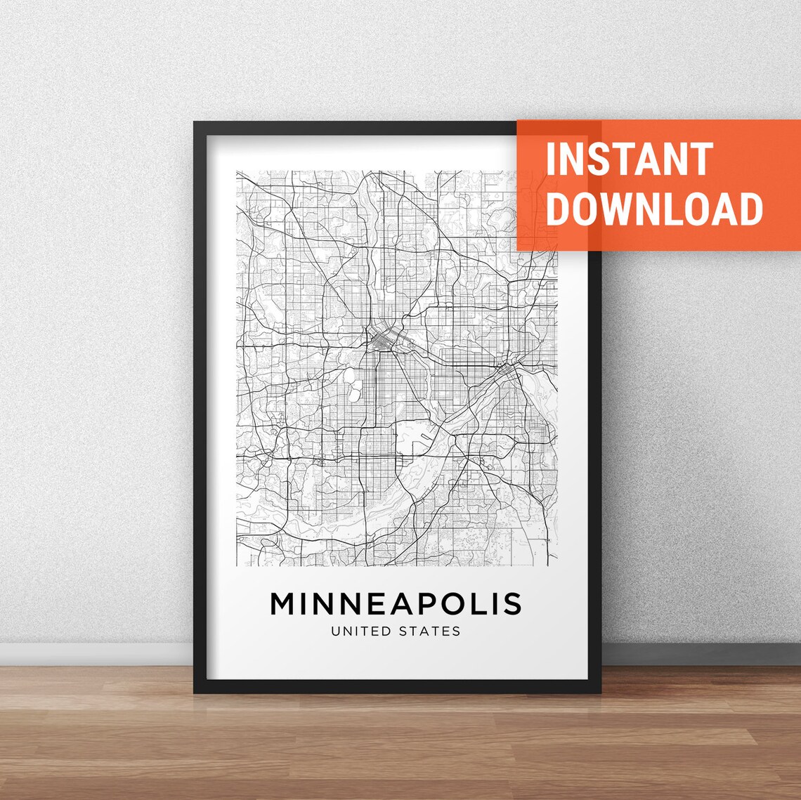Minneapolis Map Print Minneapolis Map Download City Map - Etsy