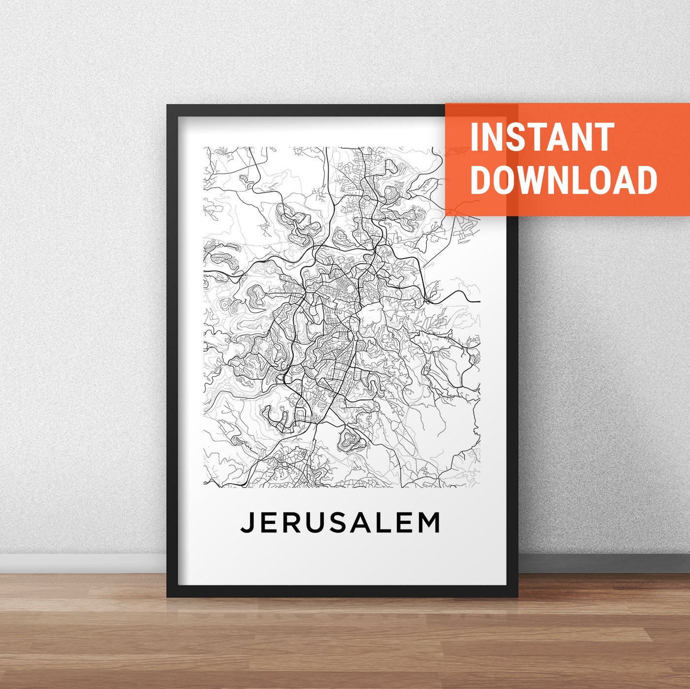 Jerusalem Map Print Jerusalem Map Download City Map - Etsy