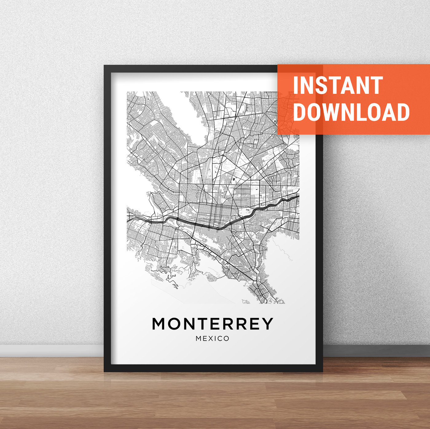 Monterrey Map Art Digital Download Map Wall Art City Map Poster Mexico ...