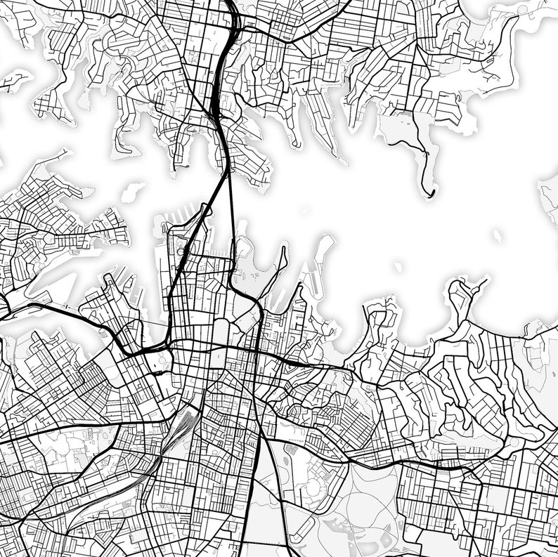 Sydney Map Print, Sydney Map Download, City Map Sydney, Sydney Street ...