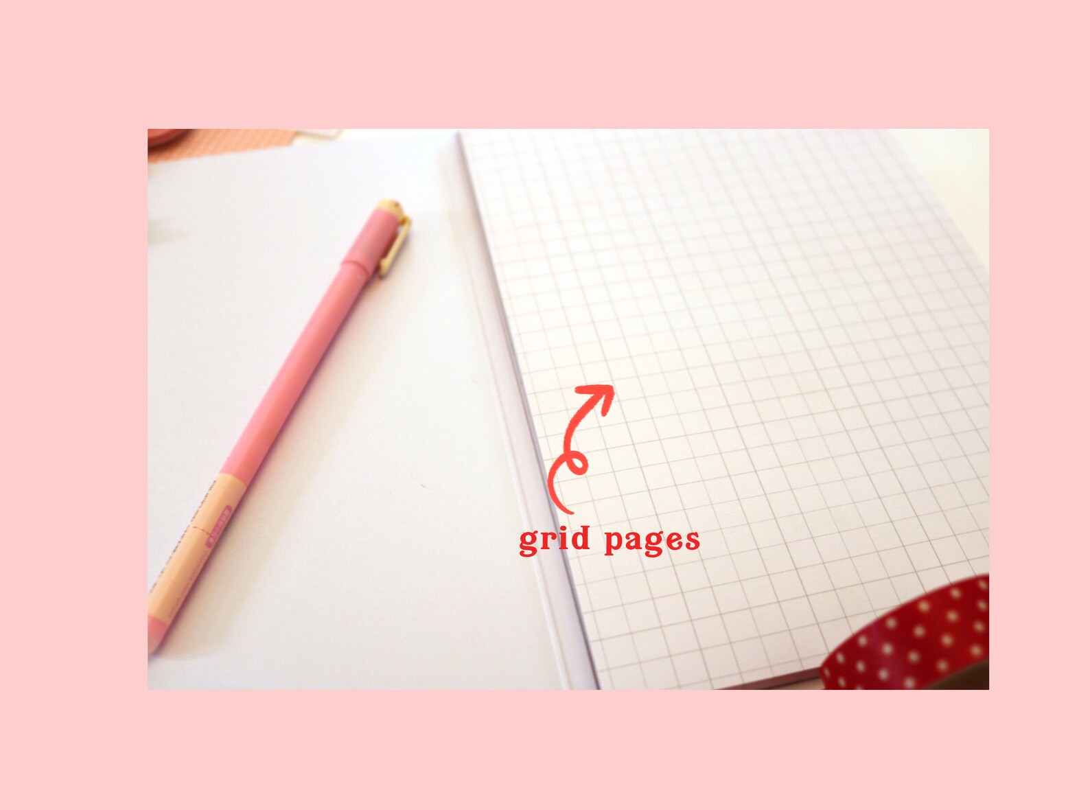 A5 Girls Notebook Pink and Red Notepad With Grid Pages Body - Etsy