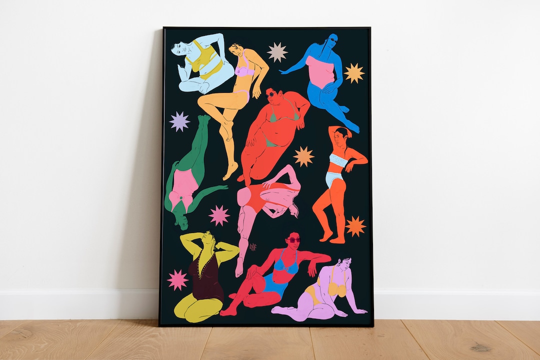 Feminist Poster | Body Acceptance Print | Beach Babes Art Print | Body ...