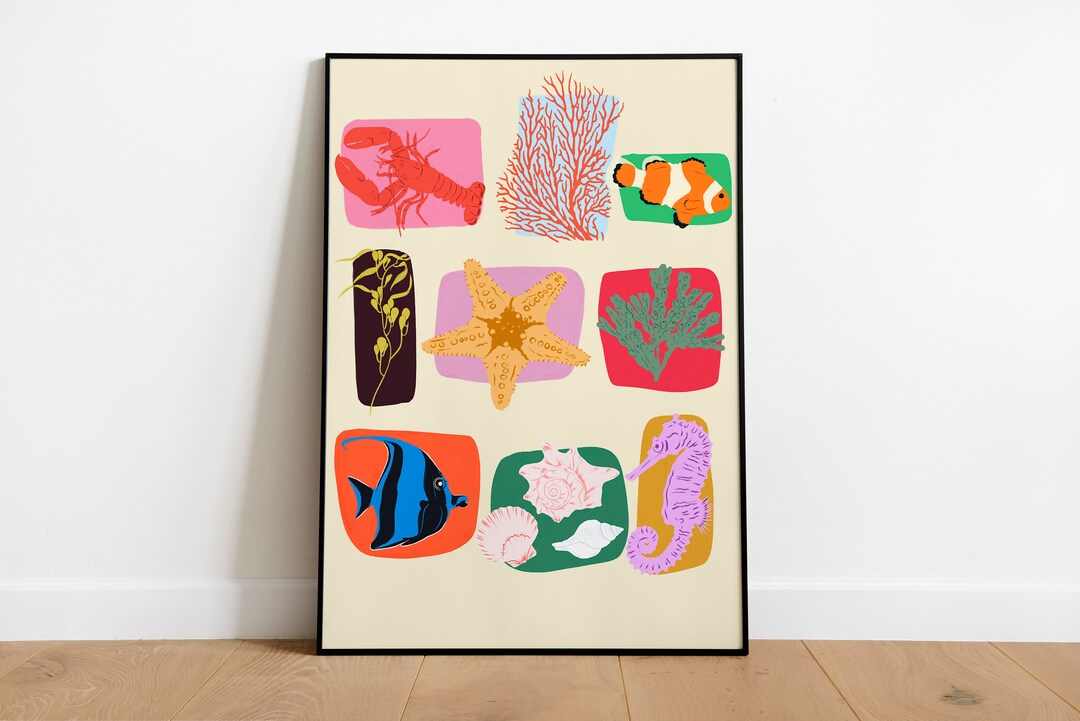 Sea Life Print | Sea Creature Poster | Vintage Sea Life Poster ...