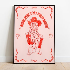 Kitten Cowboy Print | Cat Poster | Cat Art Print | Rodeo Poster ...