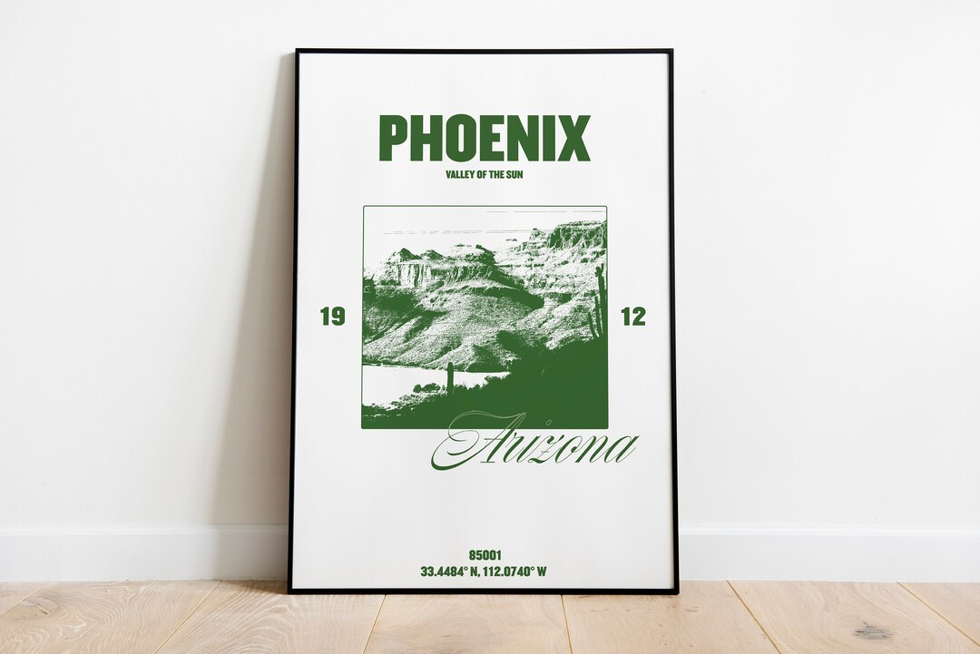 Phoenix Poster | Arizona Print | Travel Poster | Phoenix Longitude ...